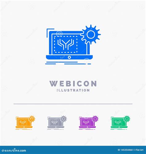 Blueprint Circuit Electronics Engineering Hardware 5 Color Glyph Web Icon Template Isolated