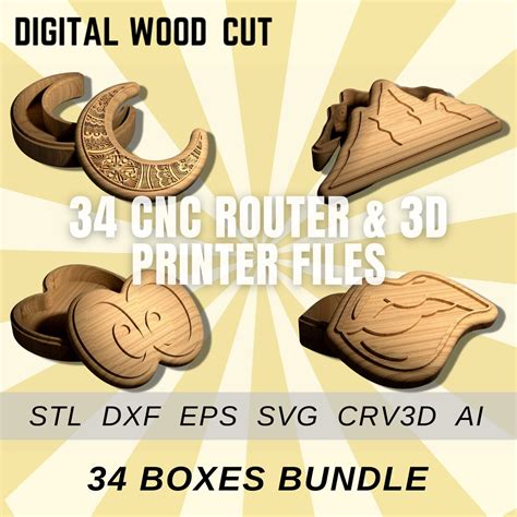 Bundle Boxes Files For CNC And D Printer Jewellery Box Cnc Router STL DXF Eps Svg Etsy
