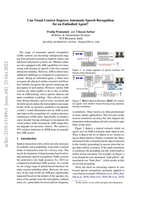 Can Visual Context Improve Automatic Speech Recognition For An Embodied