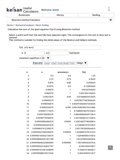 Bisection Method Calculator High Accuracy Calculation Pdf