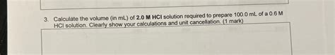 Solved Calculate The Volume In ML Of MHCl Solution Chegg