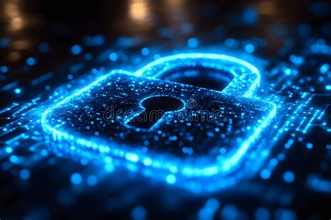 Futuristic Cybersecurity Concept With Glowing Digital Lock On Circuit Board Generative Ai Stock