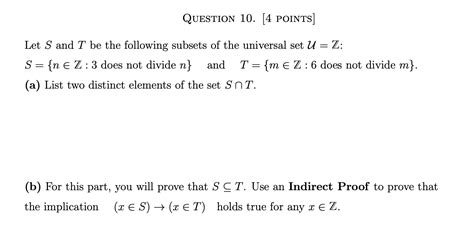Solved QUESTION POINTS Let S And T Be The Following Chegg Com