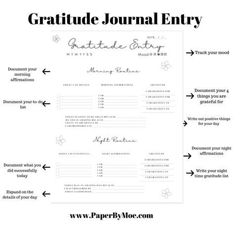 Gratitude Journal Entry Printable Paper By Moe Worksheets Library