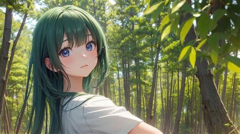 Premium Photo Beautiful Girl In The Forest Anime Style Art