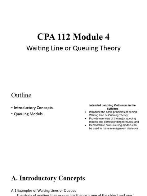 Cpa 112 Module 4 Queuing Theory Pdf Poisson Distribution Teaching