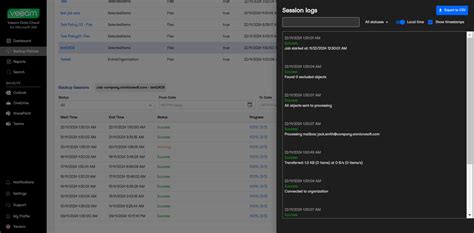 Viewing Backup Logs Veeam Data Cloud For Microsoft 365