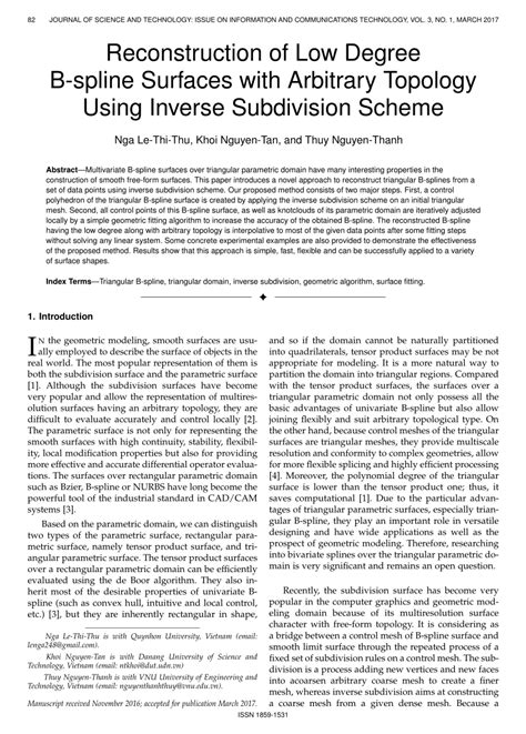 Pdf Reconstruction Of Low Degree B Spline Surfaces With Arbitrary