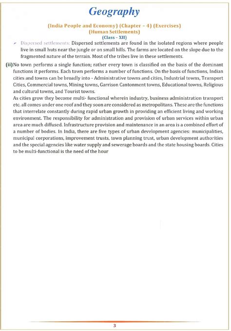 Class 12 Geography Chapter 4 Human Settlements Solution