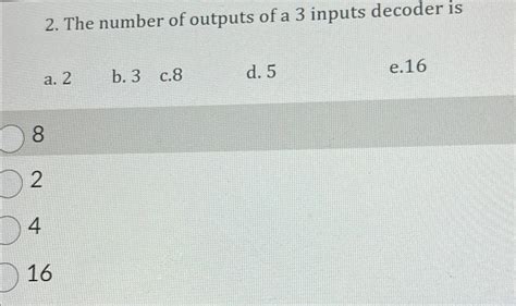 Solved The Number Of Outputs Of A 3 ﻿inputs Decoder
