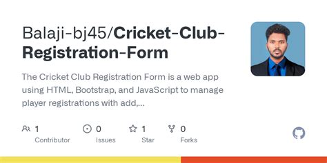 Github Balaji Bj45cricket Club Registration Form The Cricket Club