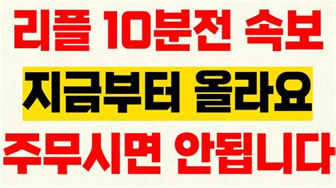 리플 오늘 밤 정말 중요한 소식이 나올겁니다 리플 Youtube