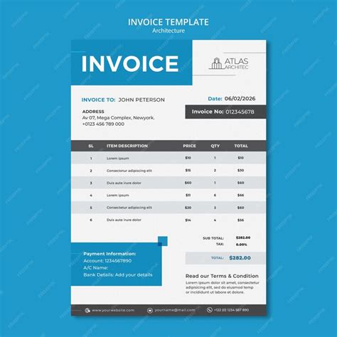 Free Psd Geometric Architecture Project Invoice Template