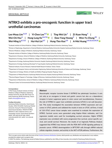 Pdf Ntrk3 Exhibits A Pro Oncogenic Function In Upper Tract Urothelial Carcinomas