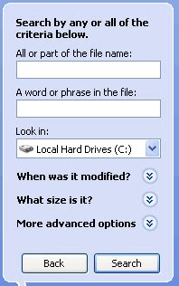 Windows XP Searching For Files And Folders