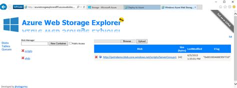 Using The Microsoft Azure Storage Explorer Tools