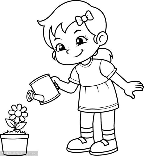 给花浇水简笔画 给花浇水简笔画彩色 苗苗知道