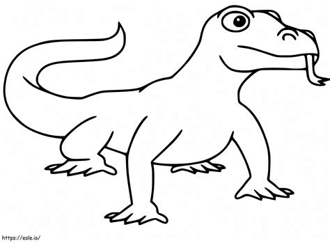 Cartoon Komodo Dragon Coloring Page