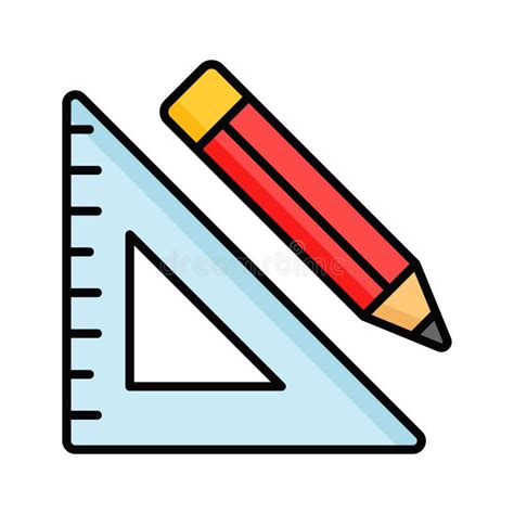 Triangle Measurement Ruler With Pencil Concept Icon Of Stationery Stock Vector Illustration