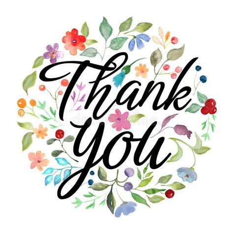 Watercolor Thank You Card Hand Drawn Floral Background Vector Eps Stock Vector Illustration
