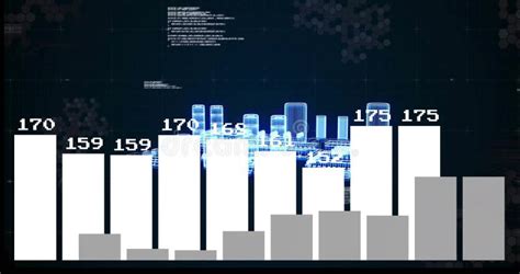 Animating Bar Chart Data Visualization Over Futuristic Digital