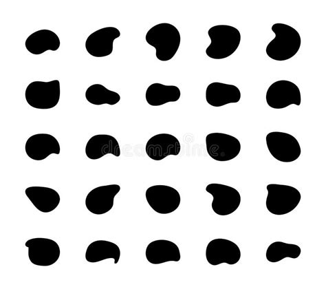 Blob Shapes Vector Set Organic Abstract Splodge Elemets Monochrome Collection Stock Vector