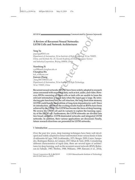 A Review Of Recurrent Neural Networks Lstm Cells And Network
