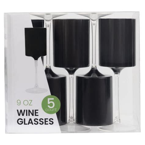 Two Tone 9 Oz Blackclear Plastic Wine Goblets 5 Count Posh Setting