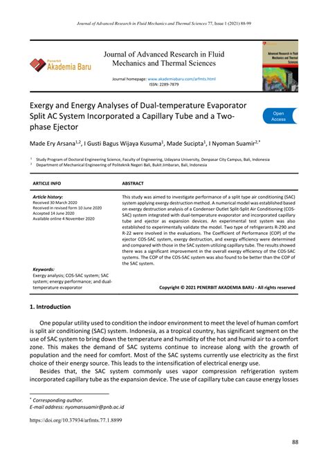 Pdf Exergy And Energy Analyses Of Dual Temperature Evaporator Split