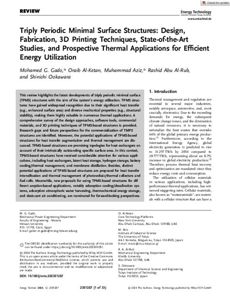 Pdf Triply Periodic Minimal Surface Structures Design Fabrication 3d Printing Techniques