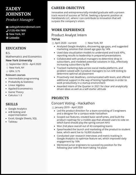5 Entry Level Product Manager Resume Examples For 2026