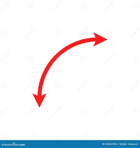 Red Dual Semi Circle Arrow Vector Illustration Semicircular Curved Thin Long Double Ended