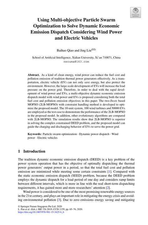 Pdf Using Multi Objective Particle Swarm Optimization To Solve Dynamic Economic Emission