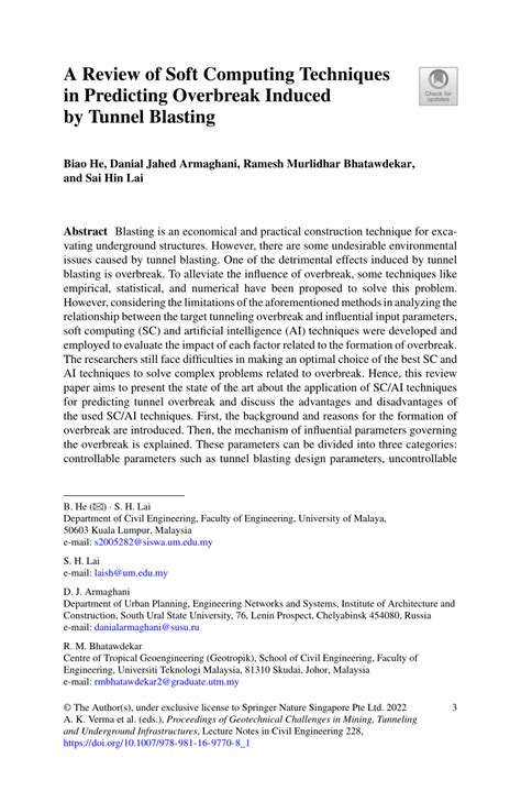 Pdf A Short Overview Of Soft Computing Techniques In Tunnel Construction