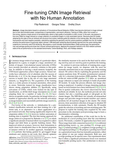 Fine Tuning Cnn Image Retrieval With No Human Annotation Pdf