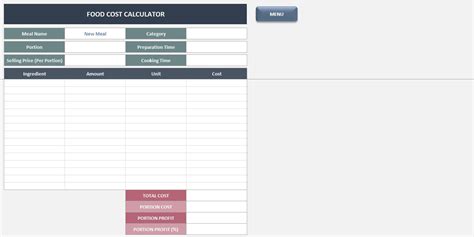 Food Cost Calculator Excel Template Recipe Costing And Menu Pricing Etsy