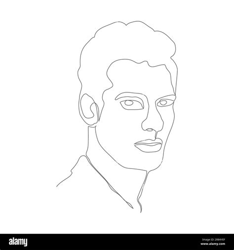 Abstract Portrait Of A Man In Continuous Line Style Illustration For