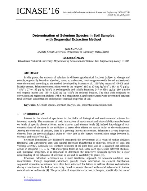 Pdf Determination Of Selenium Species In Soil Samples With Sequential