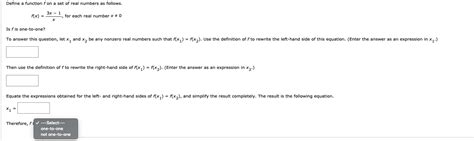 solved define a function f on a set of real numbers as