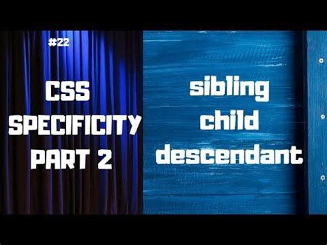 CSS Specificity Explained Part 2 CSS Selectors Rules Descendant CSS