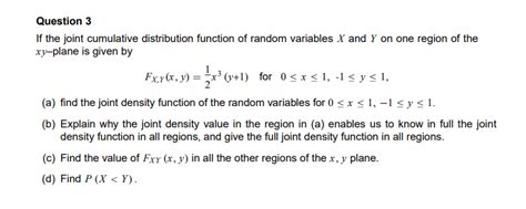 Solved If The Joint Cumulative Distribution Function Of