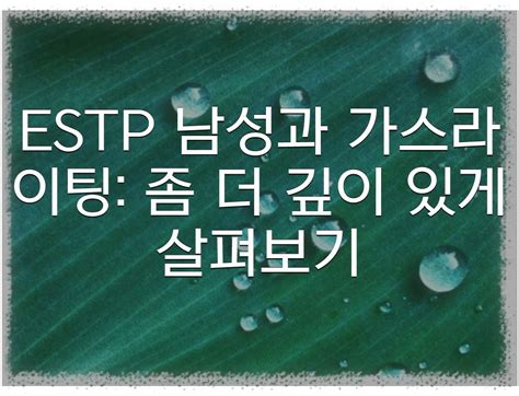 Estp 남성과 가스라이팅 좀 더 깊이 있게 살펴보기 Mbti Lab