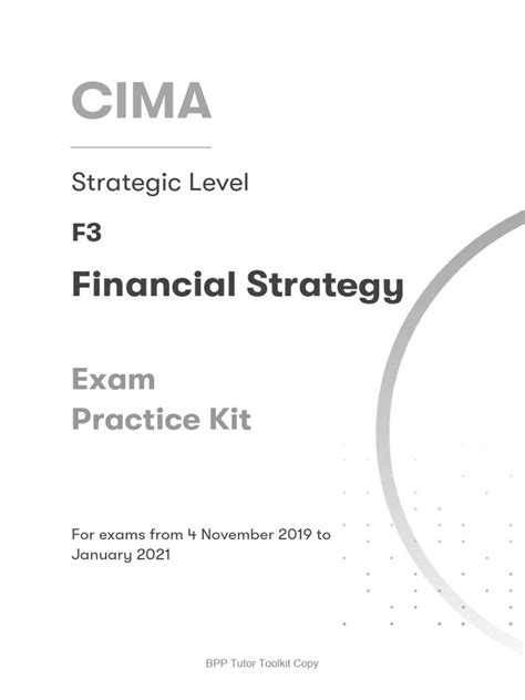 Cima Bpp F3 Exam Practice Kit 2019 Toolkit Pdf