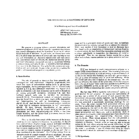 The Intonational Structuring Of Discourse Acl Anthology