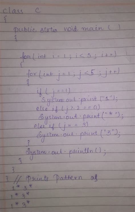 Write A Program In Java To Print The Following Pattern By Using Nested Loop And If Condition13