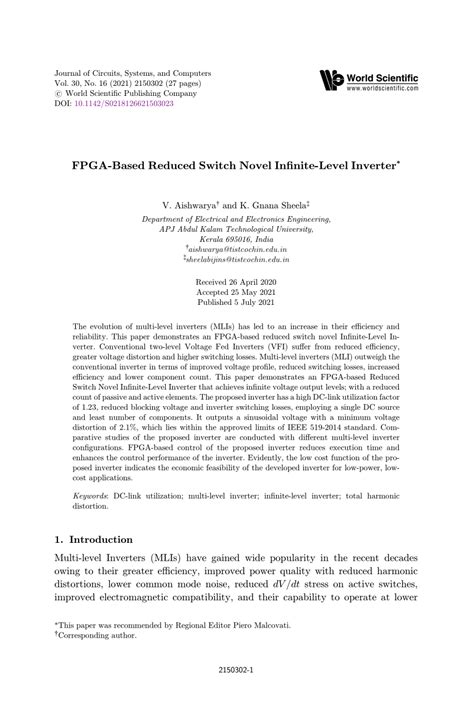 Pdf Fpga Based Reduced Switch Novel Infinite Level Inverter