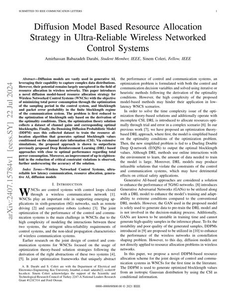 Pdf Diffusion Model Based Resource Allocation Strategy In Ultra