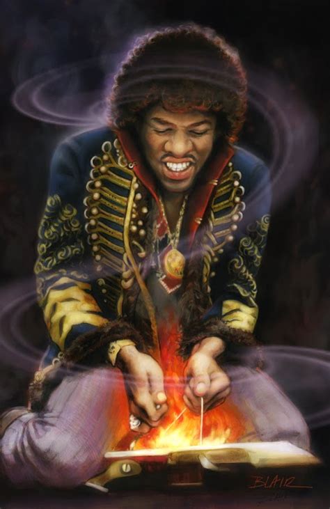 Jimi Hendrix Guitar On Fire Painting