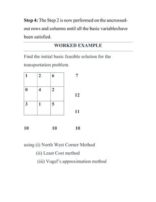 Determine Initial Basic Feasible Solution Using Various Methods PDF