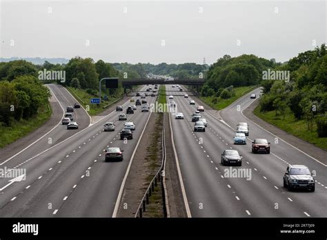 Traffic Flows On The M5 Motorway At Junction 13 Near Stroud In
